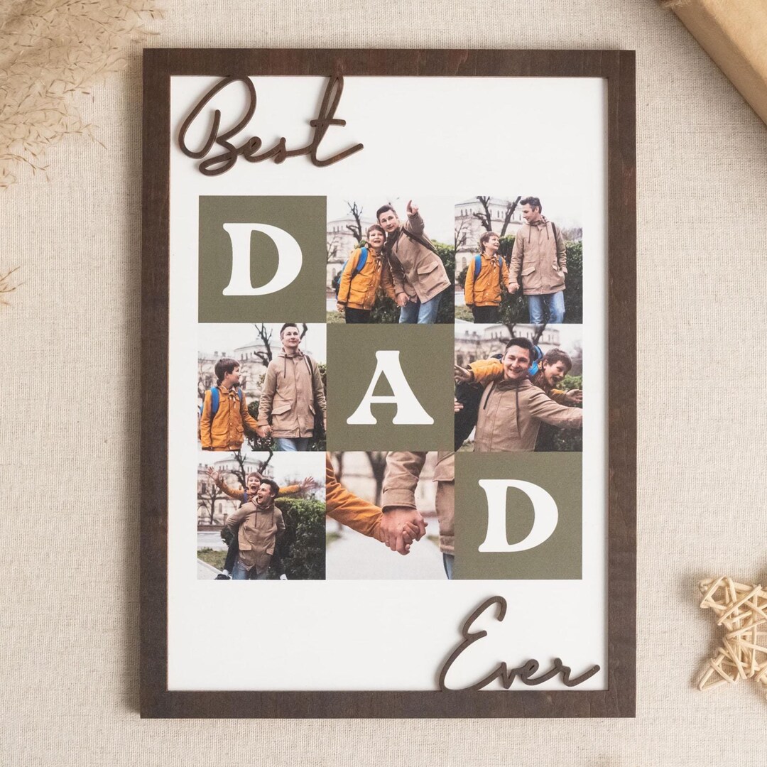 Custom Wooden Dad Picture Frame, Best Dad Ever Photo Gift for Father's ...