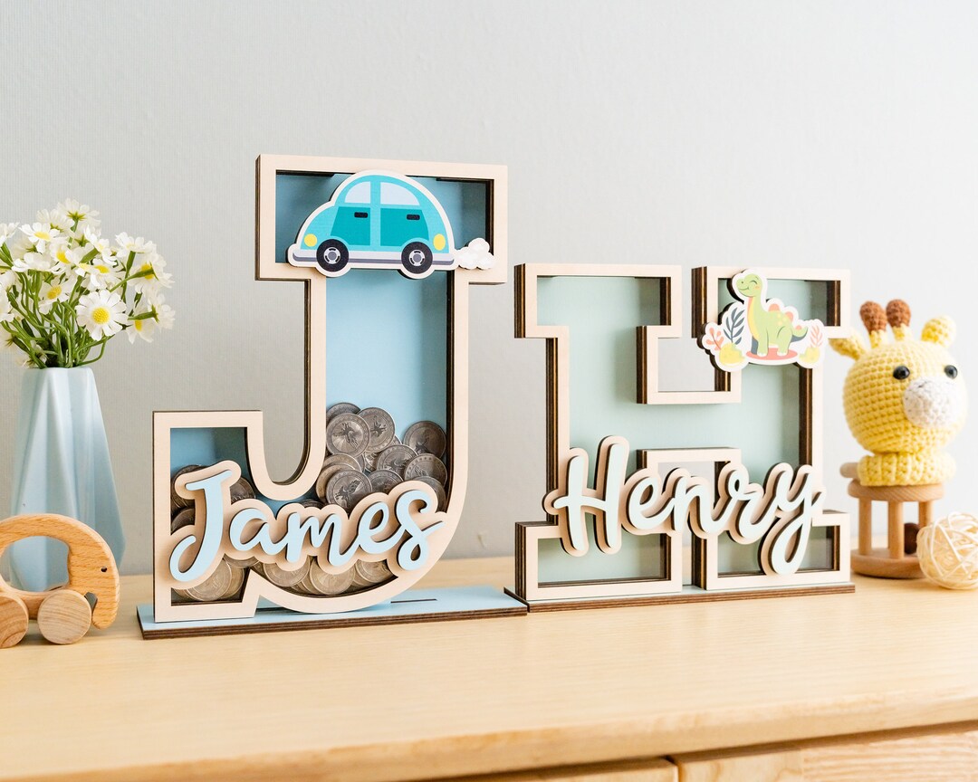 Wooden Letter Bank, Baby Shower Gifts, Custom Money Box, Graduation ...
