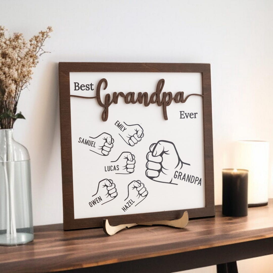 Personalized Dad Fist Bump Sign, Custom Wooden Gift for Father or ...
