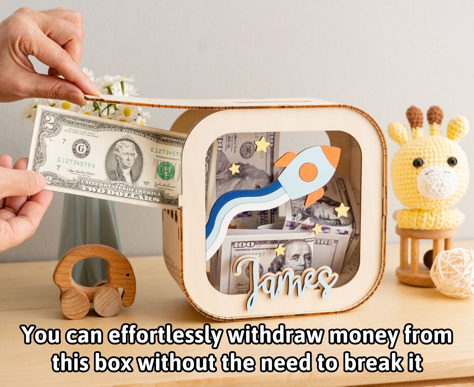 Baby Letter Money Box, Coin Bank, 1 Year Old Gift, Money Banks, Wooden ...