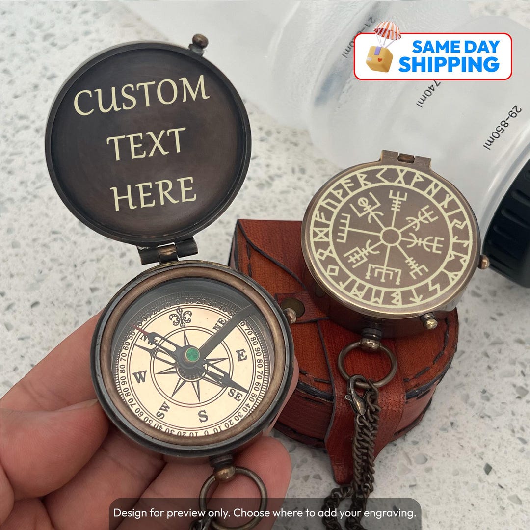 Nordic Compass, Viking Vegvisir Engraved Compass, Norse Mythology ...