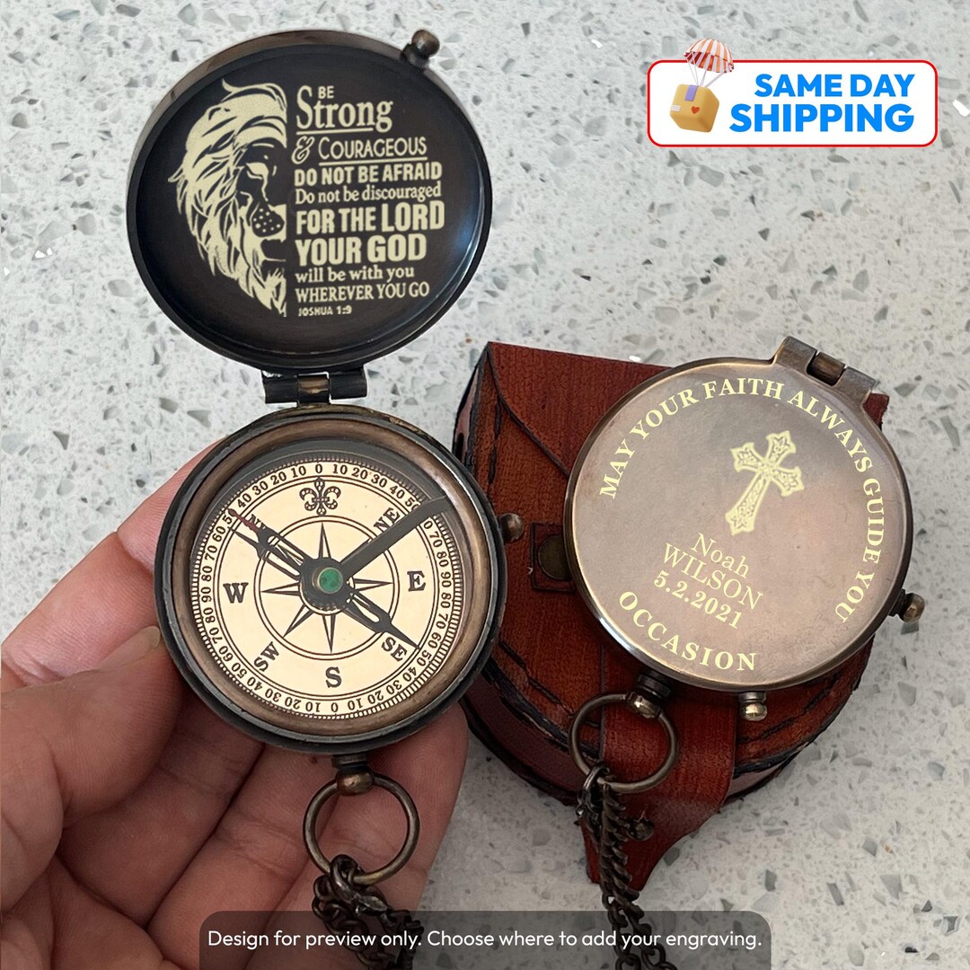 Baptism Gift Compass, Christian Gift, Religious Keepsake Compass, Faith ...