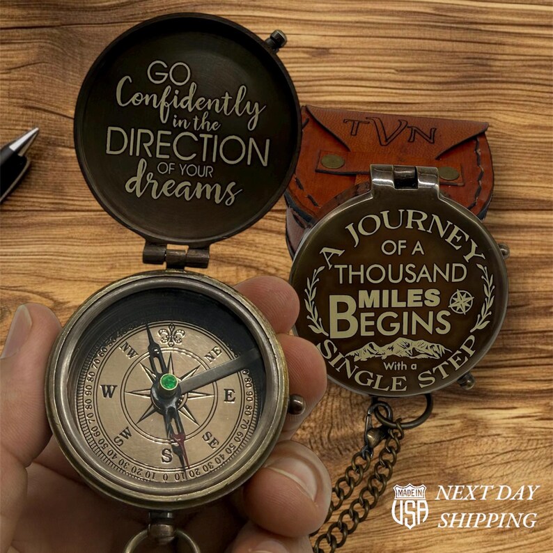Personalized Brass Compass, Engraved Anniversary Gift for Him - Etsy