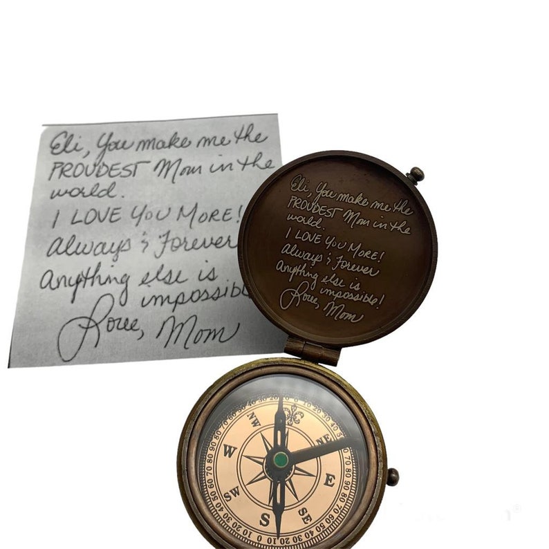 Personalized Engraved Brass Compass, Handwriting Gift - Etsy