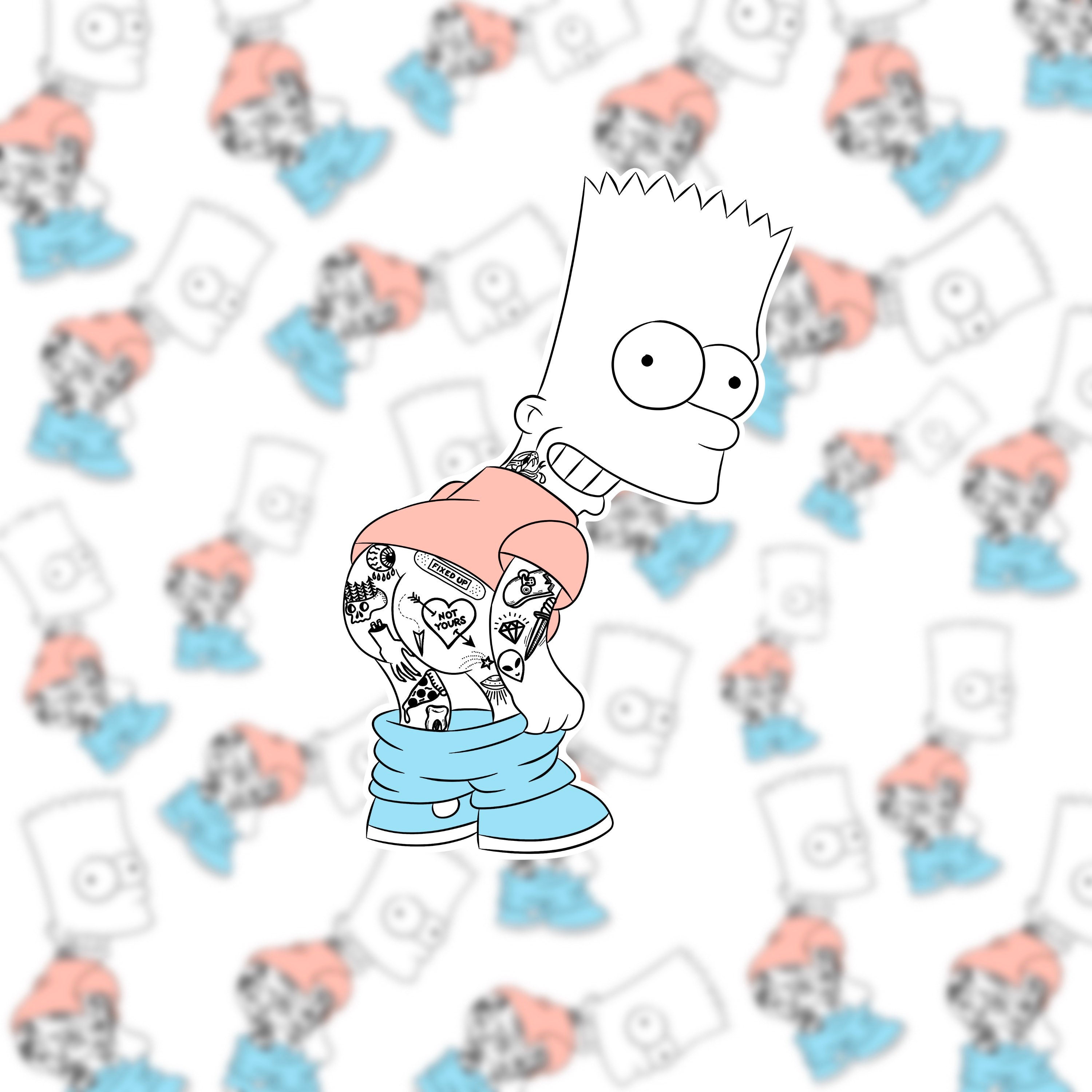 Tatted Bart Simpson Sticker Cartoon Tattoo Sticker Kindle Sticker - Etsy