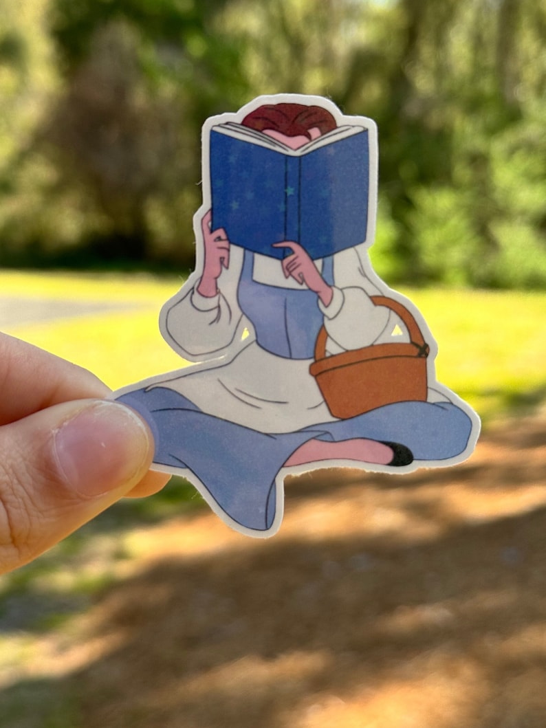 Reading Belle Sticker Beauty & the Beast Sticker Kindle Sticker - Etsy