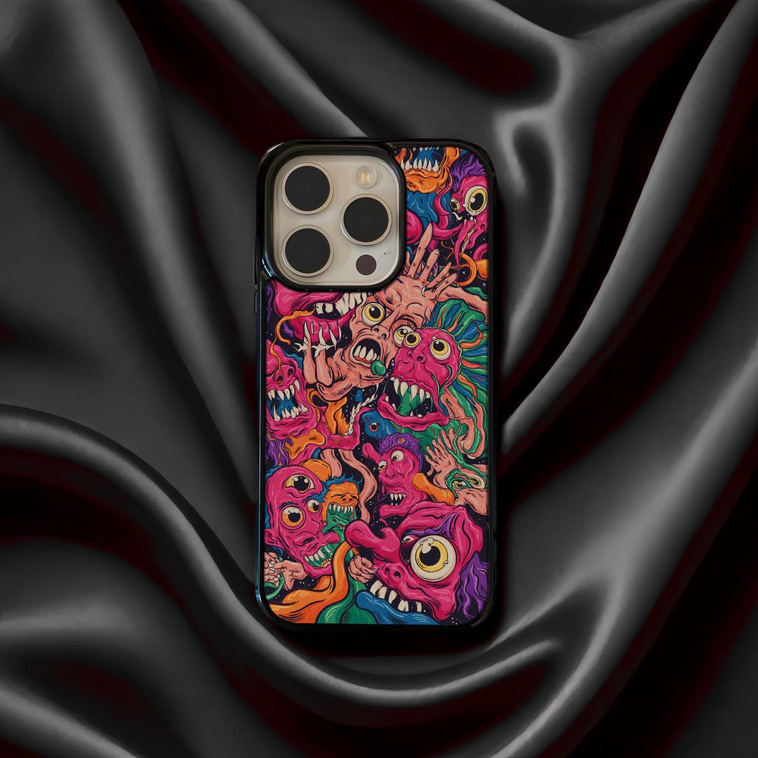 Psychedelic Monster Madness iPhone Case, Surreal Horror Creature Art ...