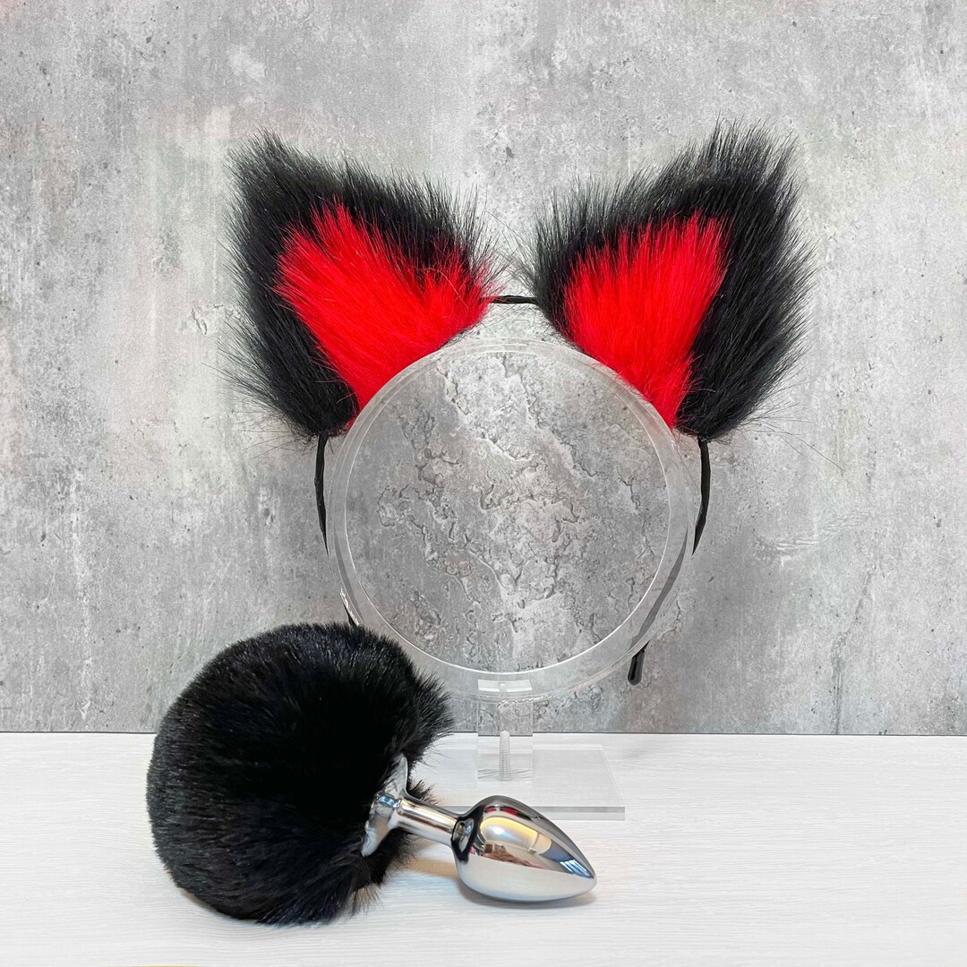 Bunny Tail Plug and Ears Black Bunny Butt Plug Ear and Tail - Etsy