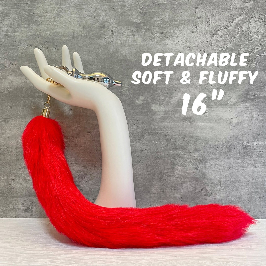 Red Orange Fox Tail, Detachable Tail Butt Plug, Faux Fur Tail, Soft and ...