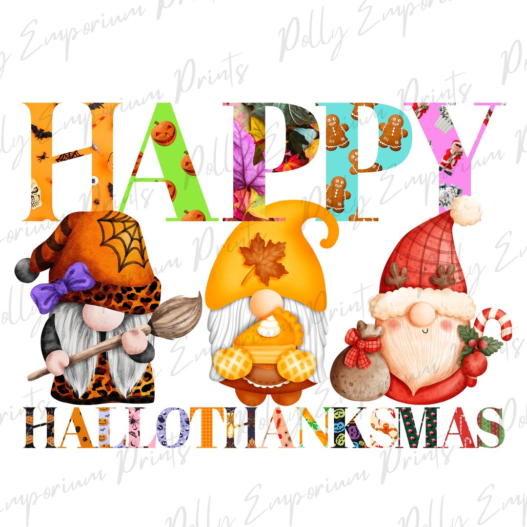 Happy Hallothanksmas Png, Gnomes Png, Hallothanksmas Sublimation Design ...