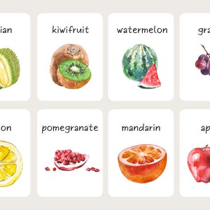 24x Watercolour FRUIT Flashcards-mini | VOCABULARY PRESCHOOL - Etsy