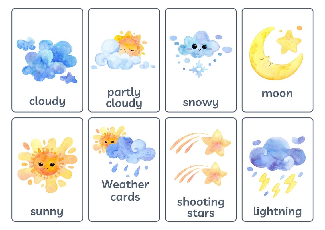 Weather Flash Cards - Etsy