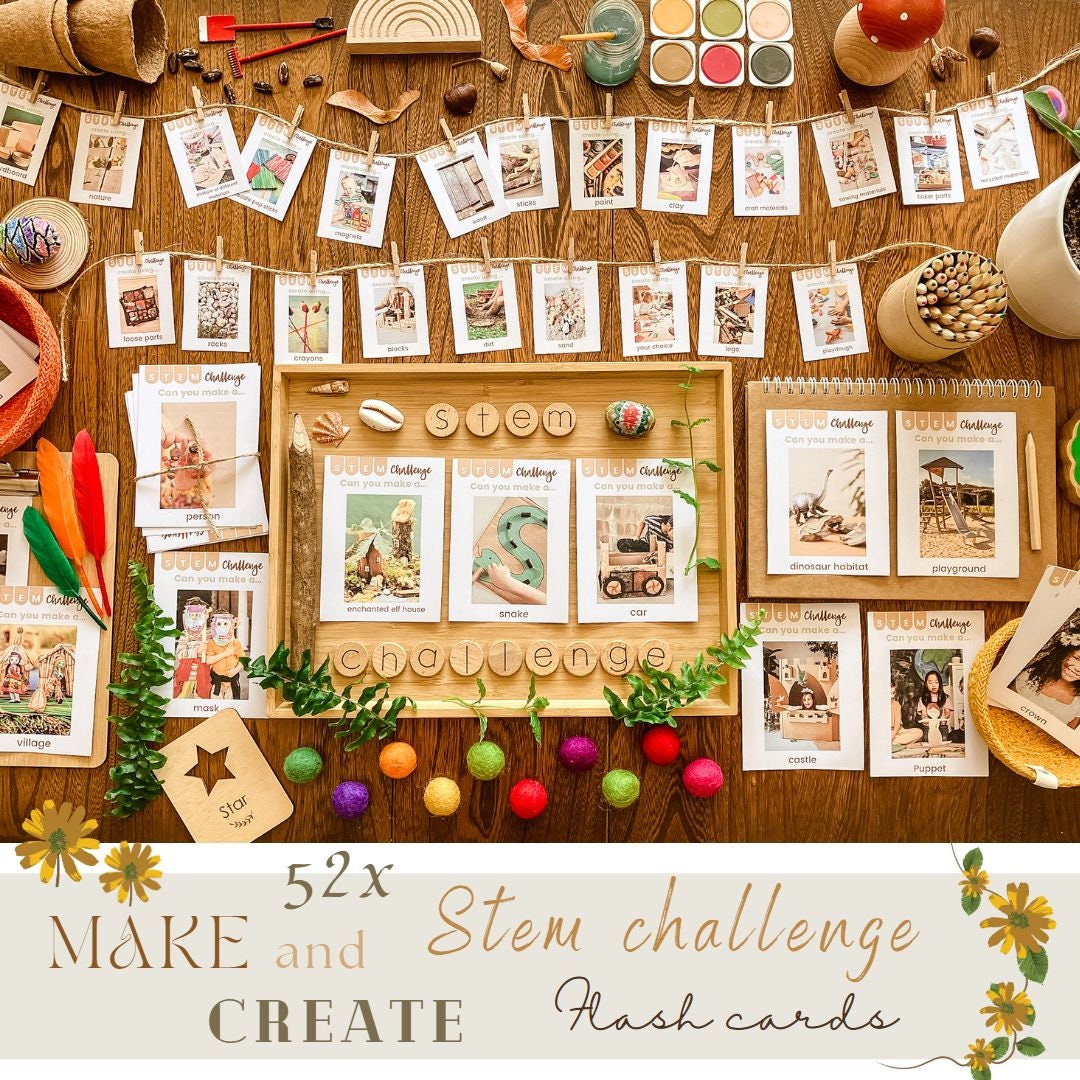 Stem Challenge Flashcards - Reggio Inspired Invitations to Play - Etsy