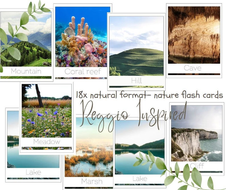 36xreggio Inspired NATURAL LAND FORMATS - Vocabulary 2 Part Flash Cards ...