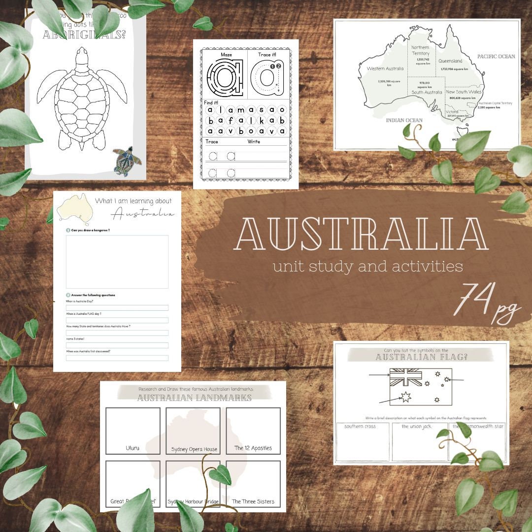 Australian Unit Learning Printable Pack - 74page - Etsy Australia