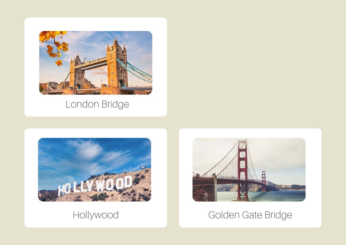 Famous Landmarks Vocabulary FLASHCARDS - Etsy