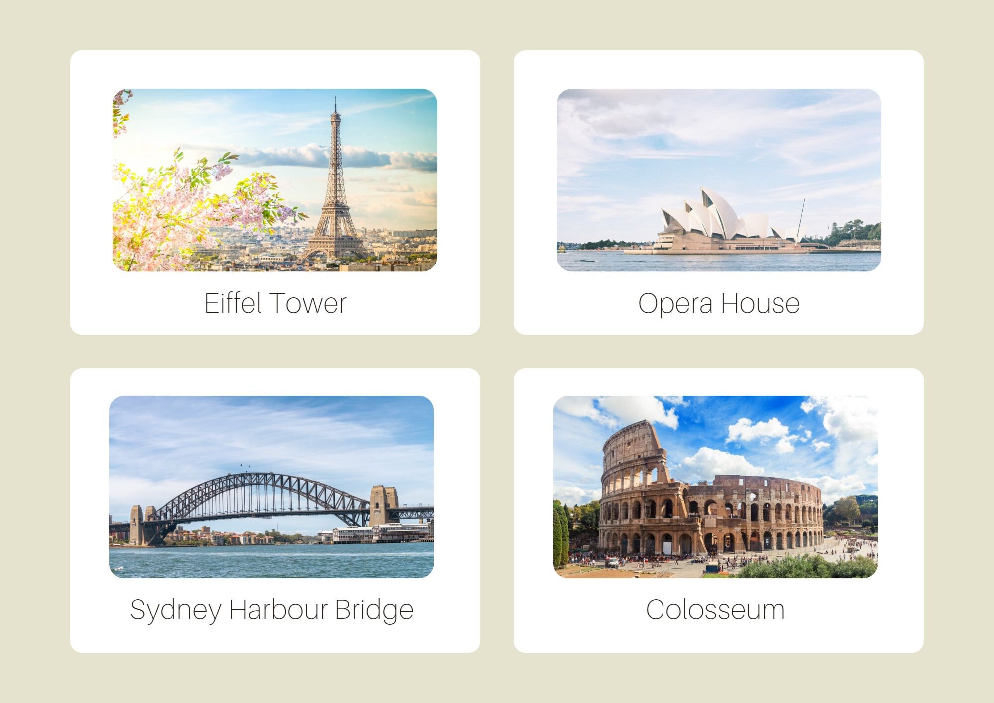 Famous Landmarks Vocabulary FLASHCARDS - Etsy Australia