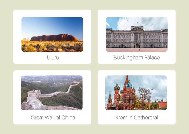 Famous Landmarks Vocabulary FLASHCARDS - Etsy