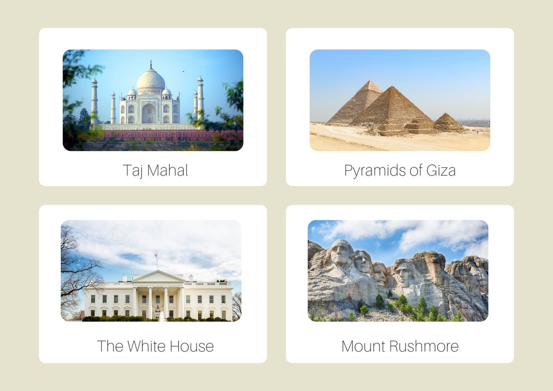 Famous Landmarks Vocabulary FLASHCARDS - Etsy