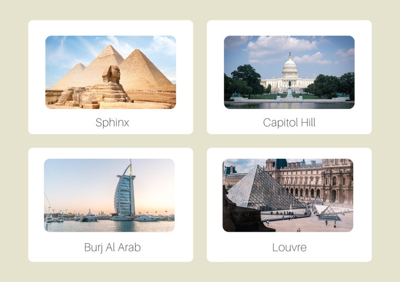 Famous Landmarks Vocabulary FLASHCARDS - Etsy