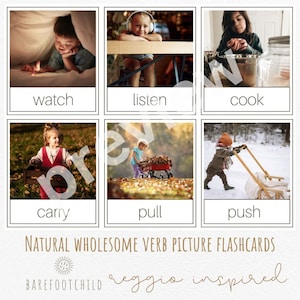 24x VERB Flash Cards- Natural Reggio Inspired Real Photos- Morning ...
