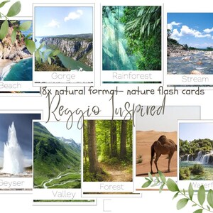 36xreggio Inspired NATURAL LAND FORMATS - Vocabulary 2 Part Flash Cards ...