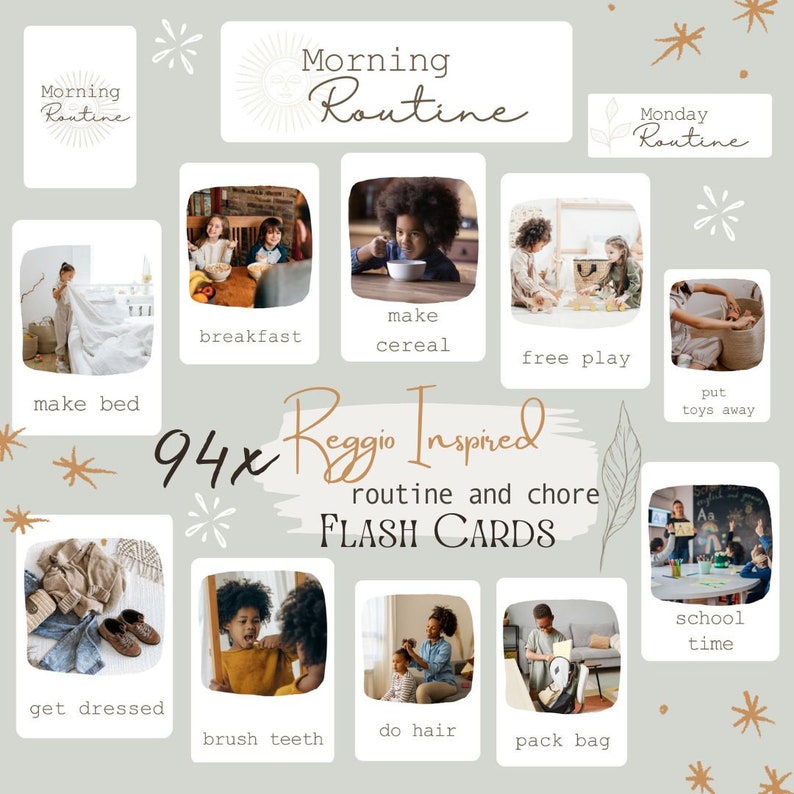 Kids DAILY ROUTINE & CHORE Flashcards X94 - Editable - Etsy