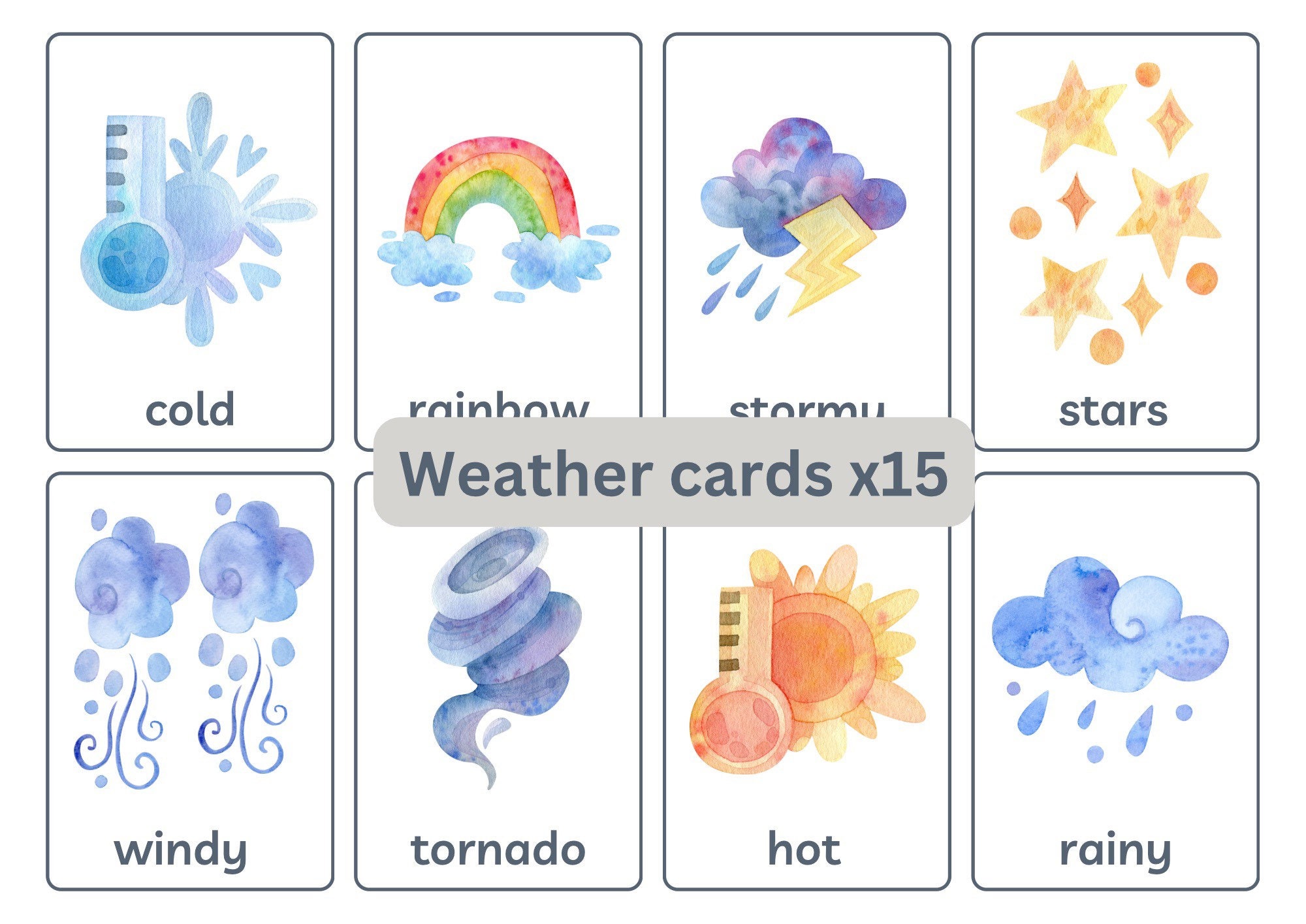 Weather Flash Cards - Etsy