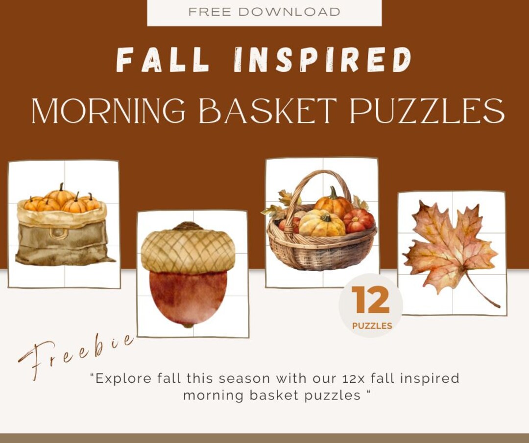 12x Fall/autumn Inspired Morning Basket Puzzles - Etsy