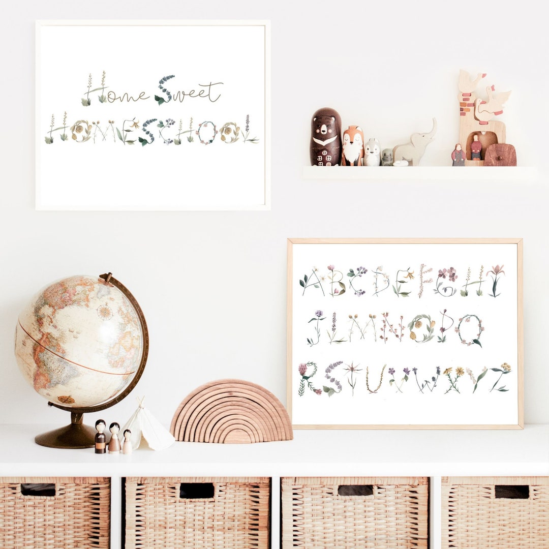 Dried Floral Homeschool Poster Plus ALPHABET POSTER and Flashcards - Etsy