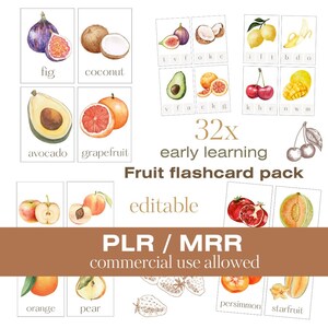 PLR/MRR FRUIT Flashcards 32x Editable Commercial Use Allowed Early ...