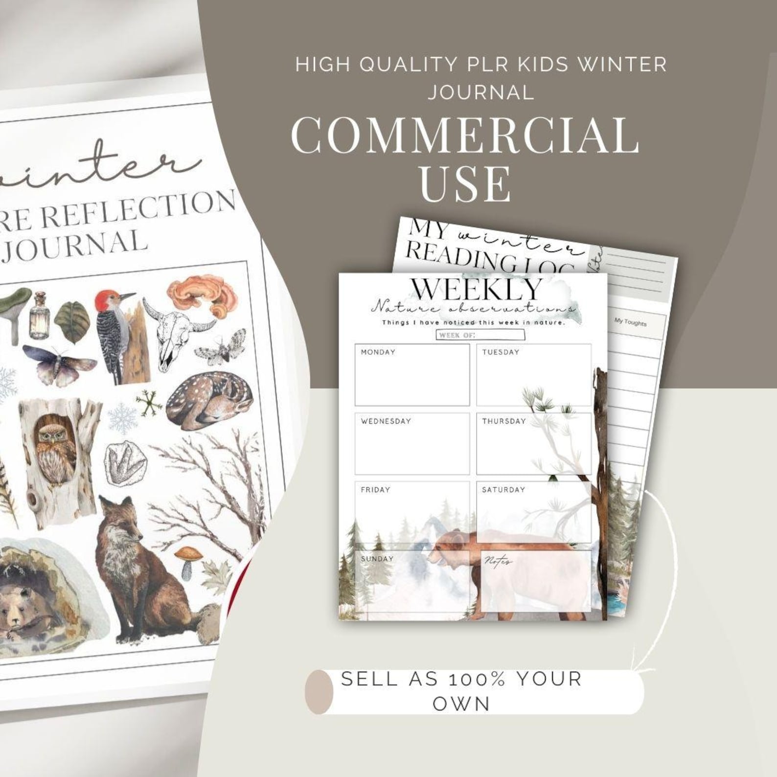Winter Nature Journal With PLR /mrr-commercial Use - Etsy