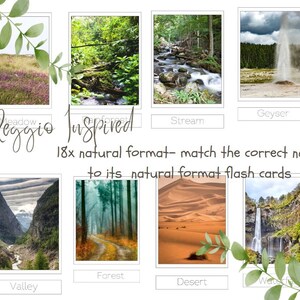 36xreggio Inspired NATURAL LAND FORMATS - Vocabulary 2 Part Flash Cards ...