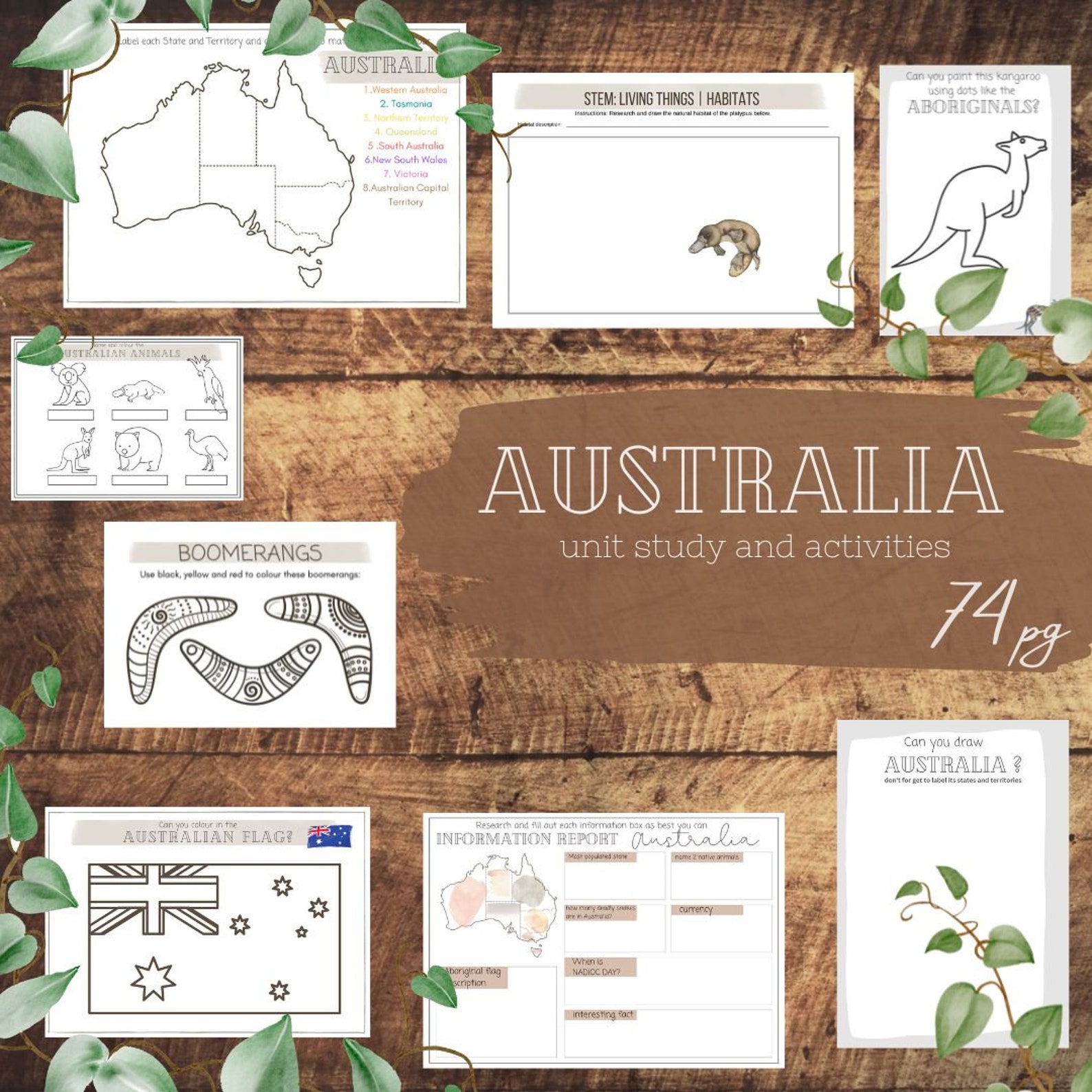 Australian Unit Learning Printable Pack - 74page - Etsy