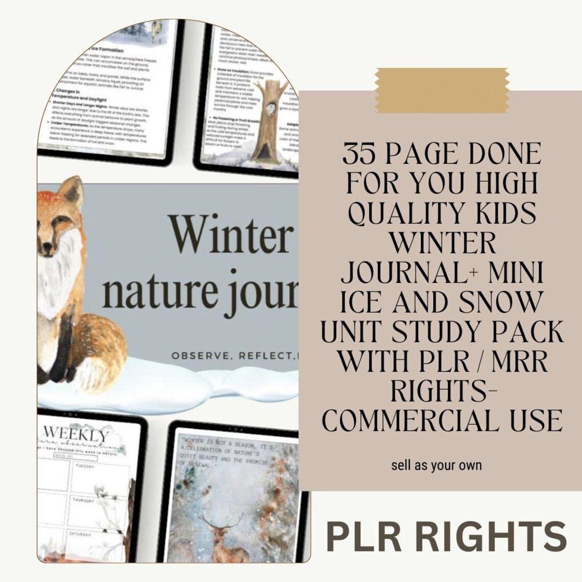 Winter Nature Journal With PLR /mrr-commercial Use - Etsy
