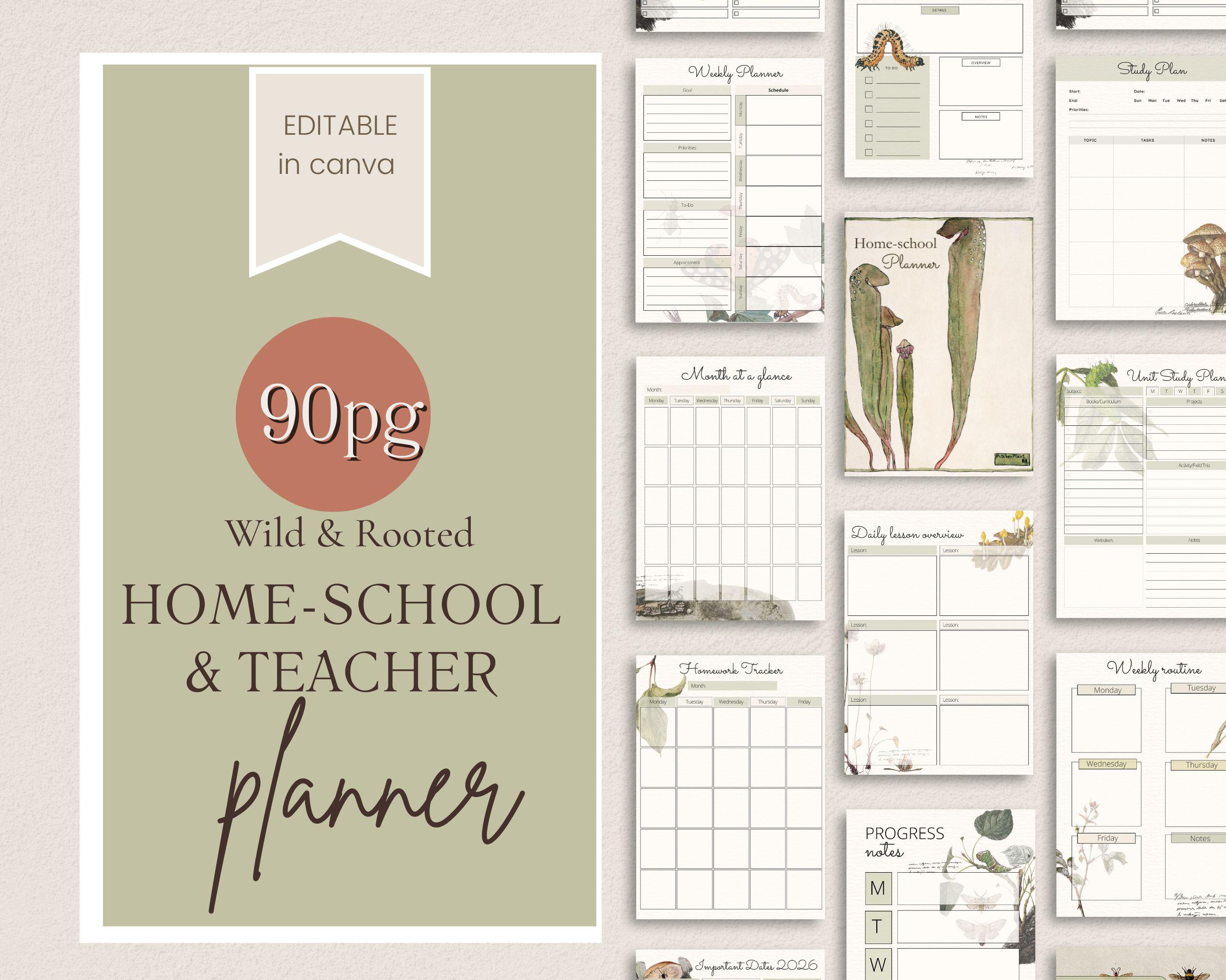 Undated & Editable TEACHER and HOMESCHOOLING PLANNER - Nature Inspired ...