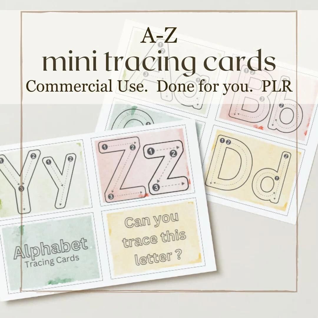 Kids A-Z Tracing Cards - Done for You- Commercial Use - Resell-plr| MRR ...