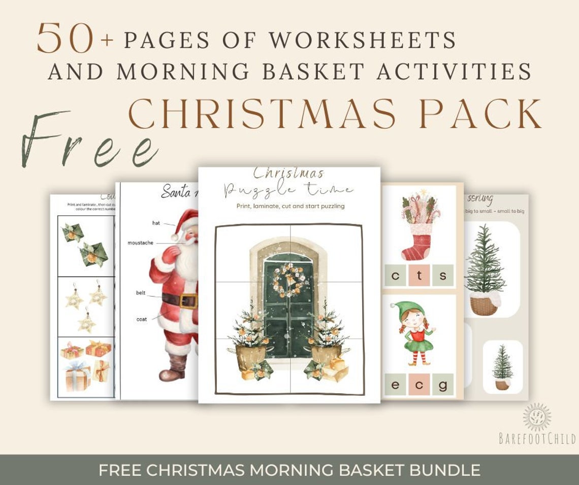 Christmas Morning Basket + Worksheet Bundle - 50 Pages - Etsy