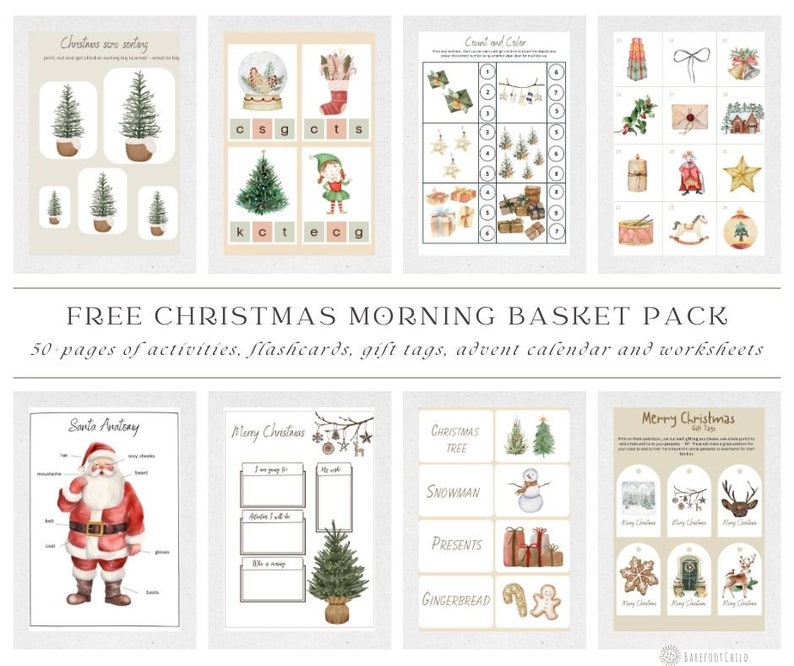 Christmas Morning Basket + Worksheet Bundle - 50 Pages - Etsy