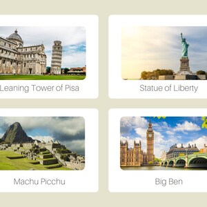Famous Landmarks Vocabulary FLASHCARDS - Etsy