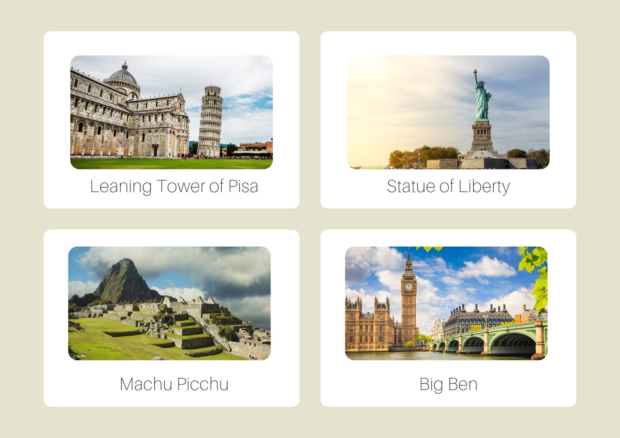 Famous Landmarks Vocabulary FLASHCARDS - Etsy Australia