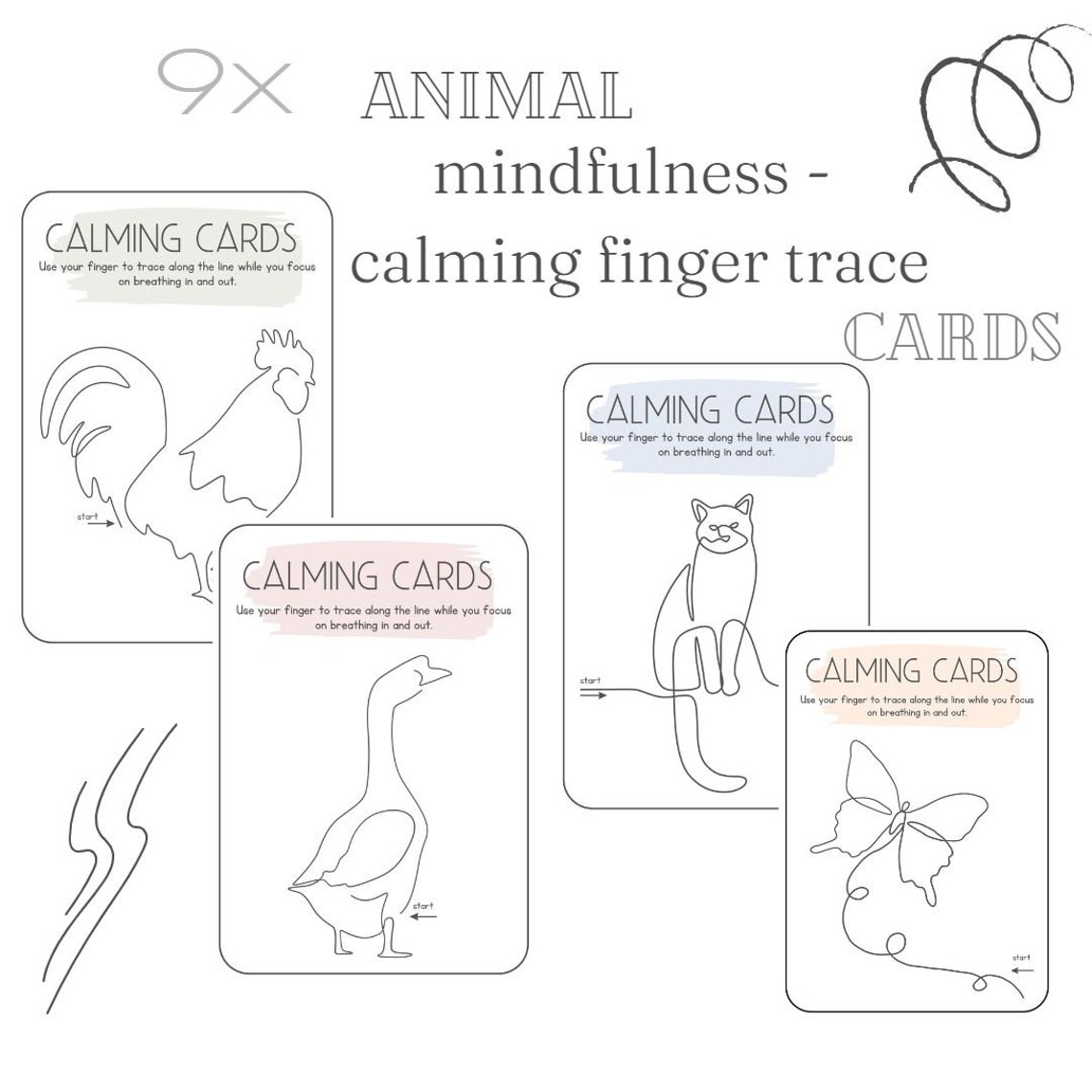 Mindfulness FINGER TRACING Calming Cards X9 - Etsy
