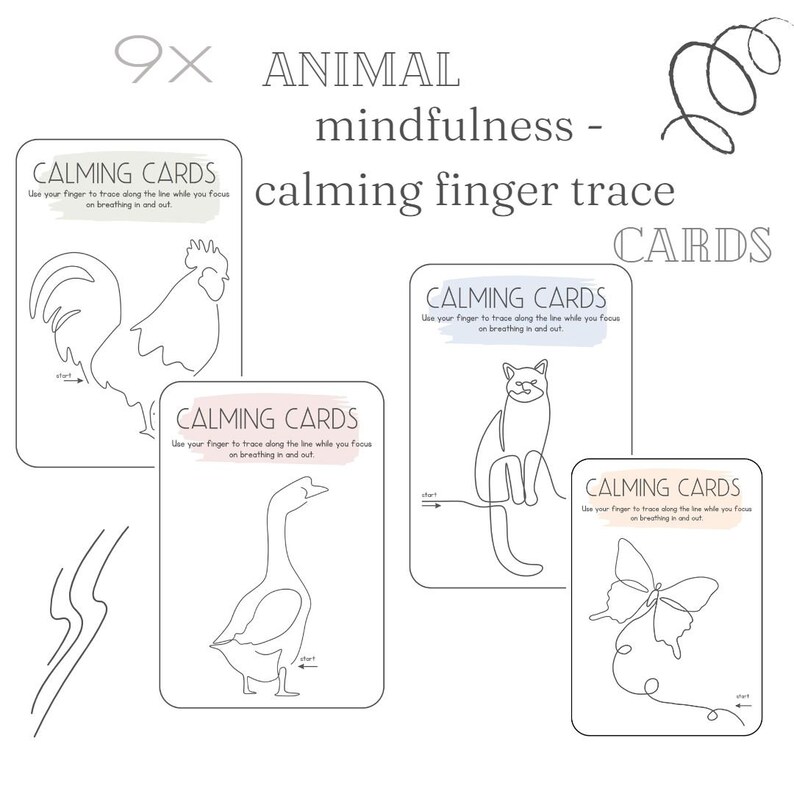 Mindfulness FINGER TRACING Calming Cards X9 - Etsy