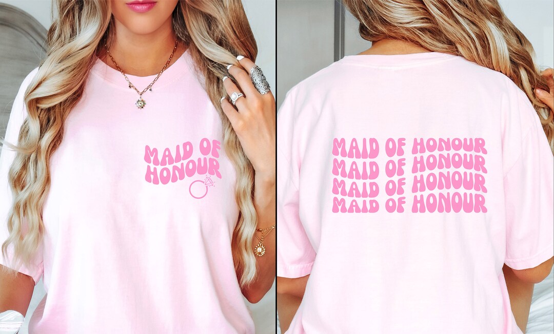 Custom Wavy Letter Maid of Honour T-shirt, Personalised Hen Party T ...