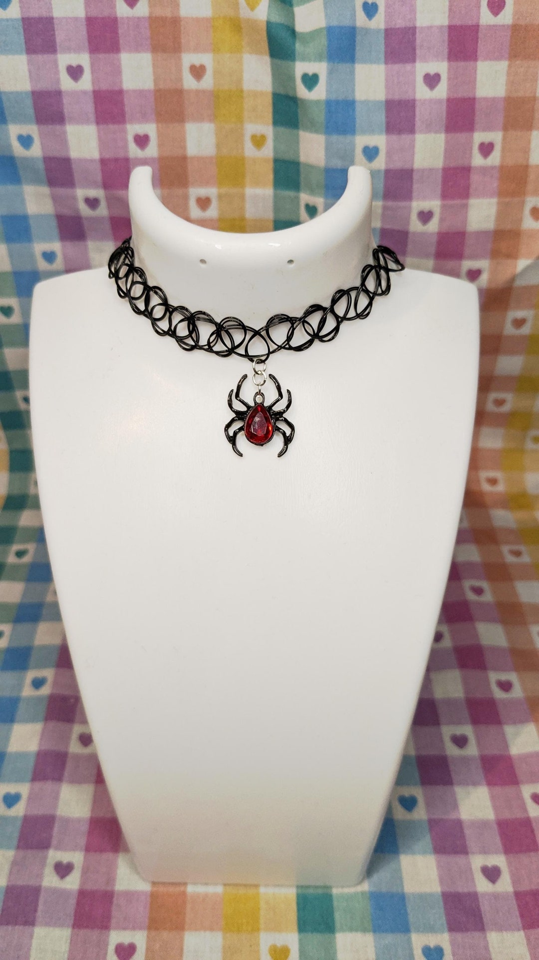 Red Spider Choker - Handmade, Halloween, Goth, Emo, Tattoo, Necklace - Etsy