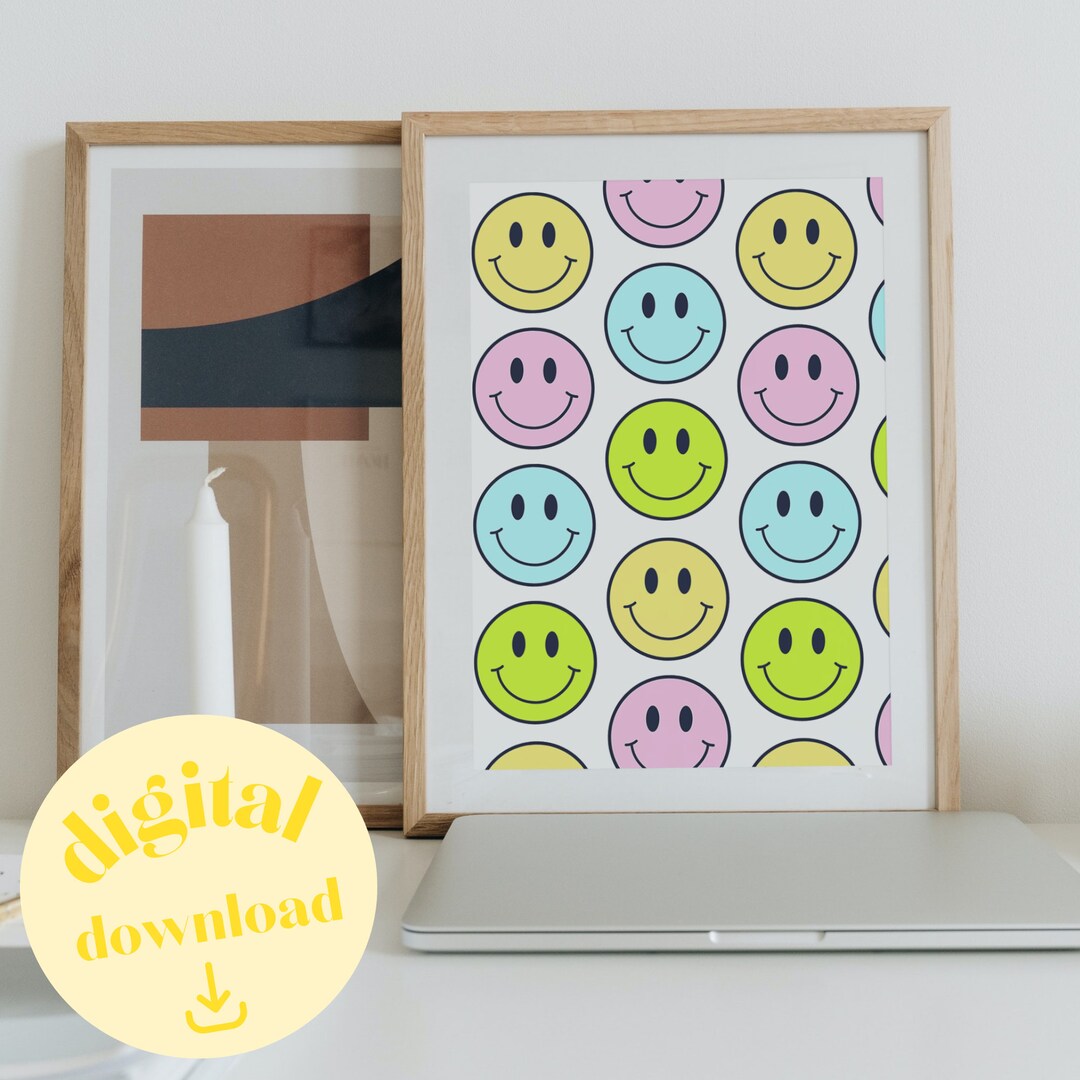 Pastel Smiley Face Download | Aesthetic Art Print | Printable ...