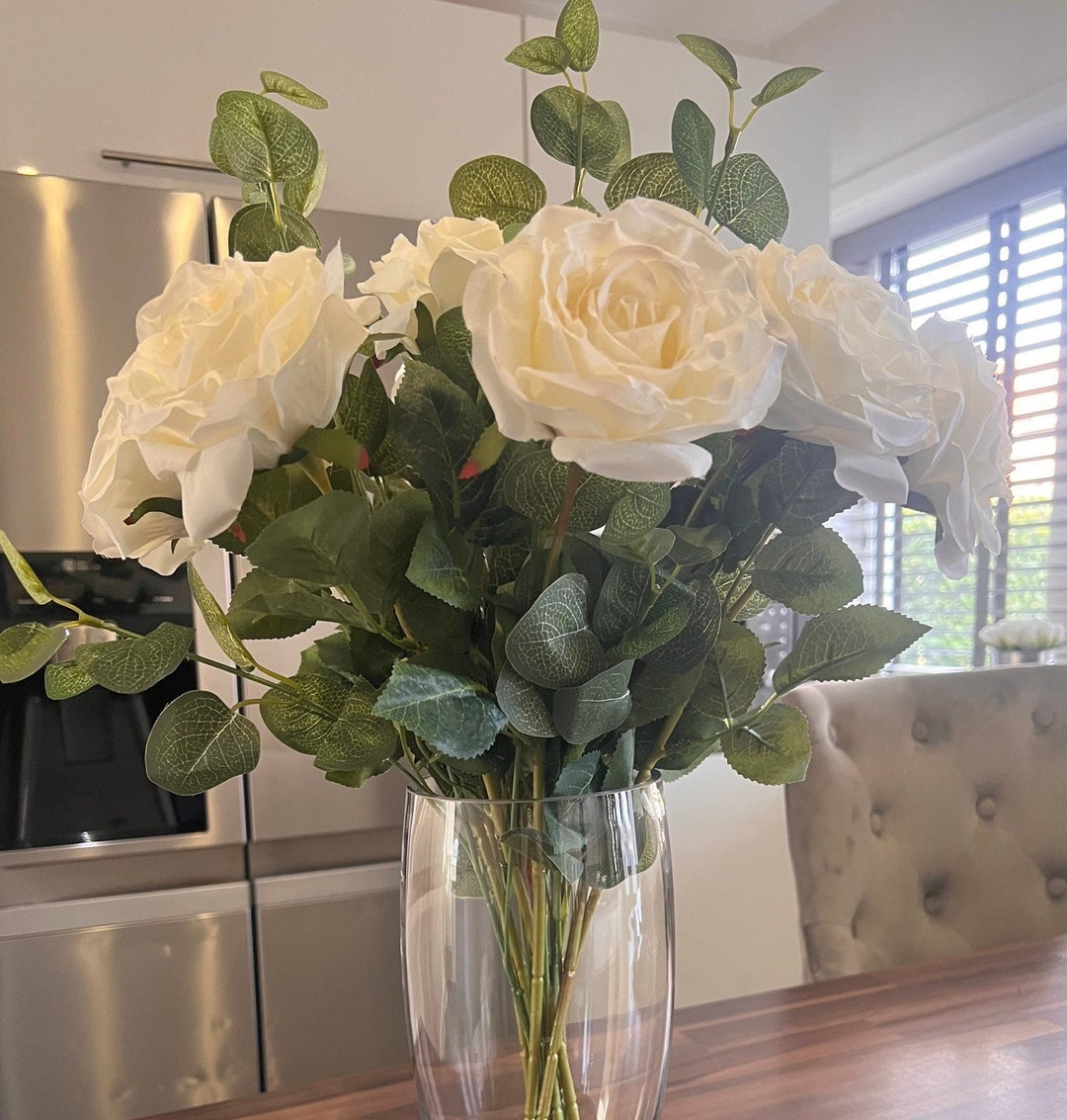 Large Sparkling Glitter White Rose Arrangement - Etsy