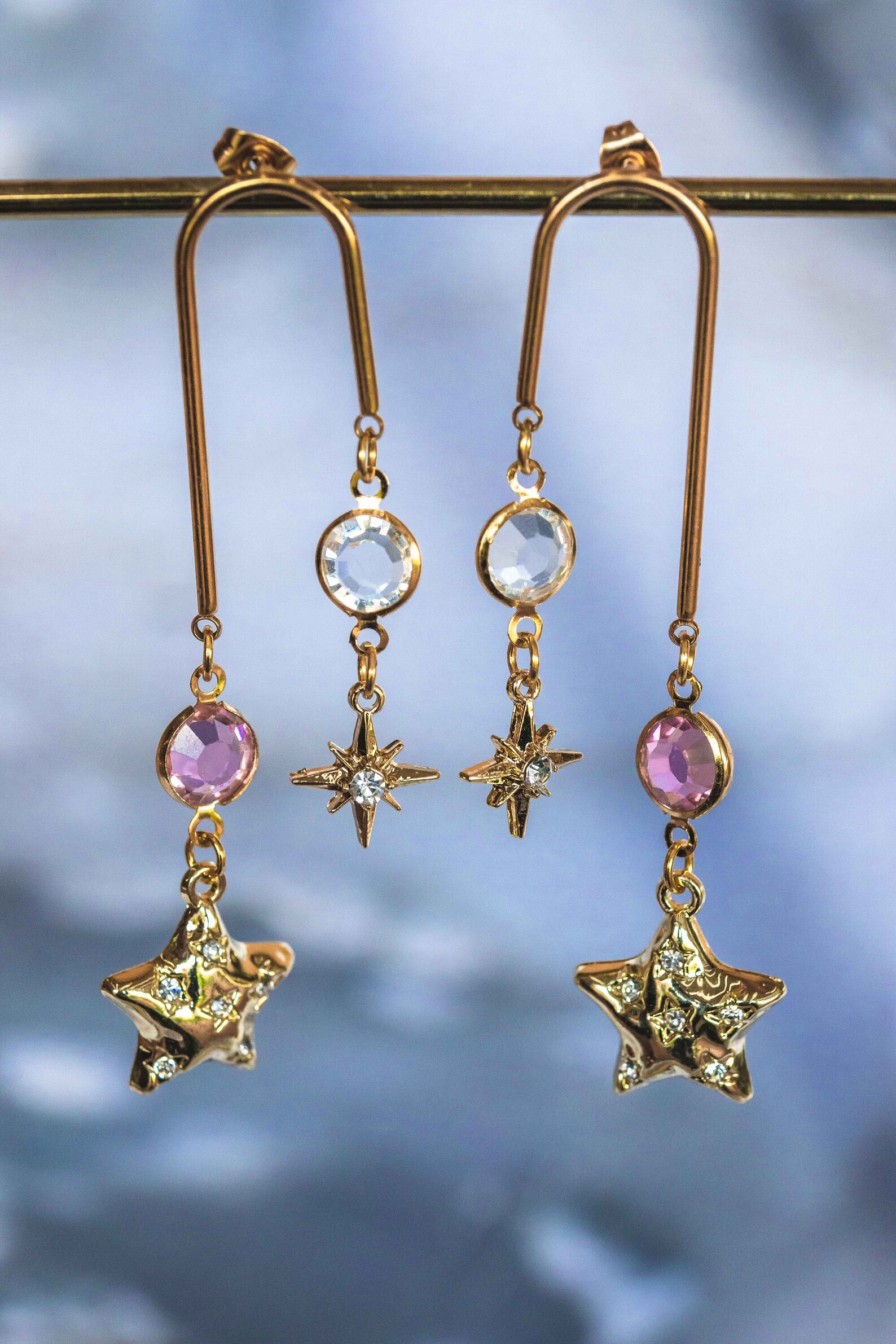 Kelly Celestial Gold Dangle Earrings - Etsy