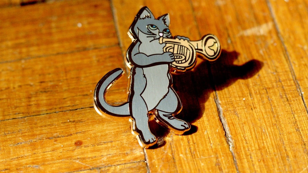 Cat Trumpet Hard Enamel Pin - Etsy