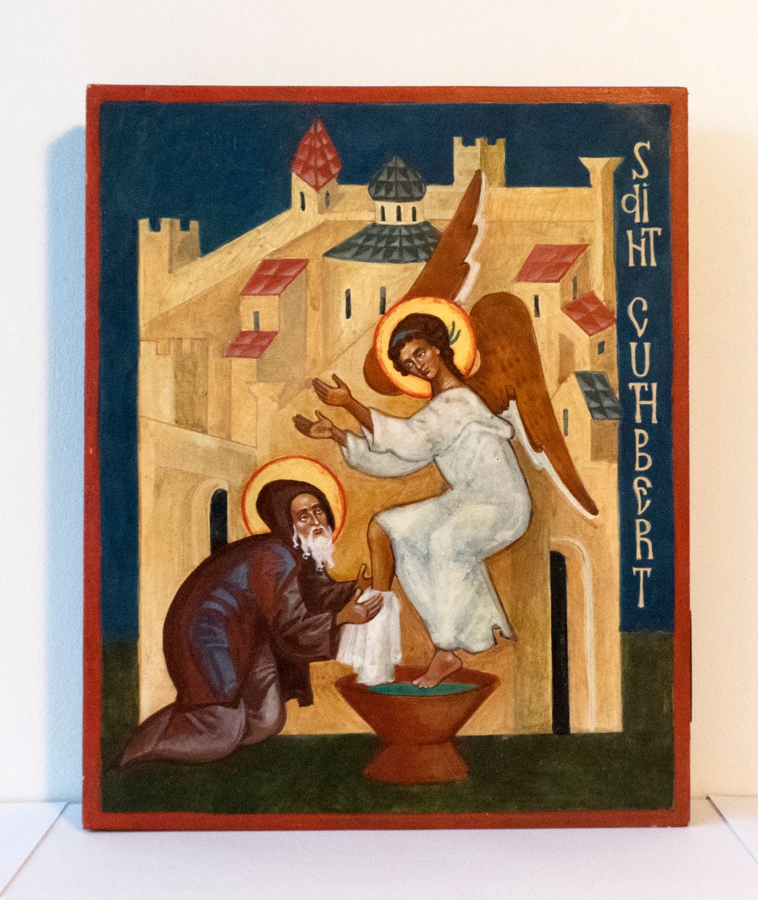 St. Cuthbert of Lindisfarne Unique HANDMADE Byzantine Orthodox Icon ...